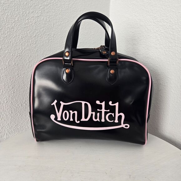 Von Dutch | Bags | Vintage Von Dutch Black Pink White Patent Leather ...